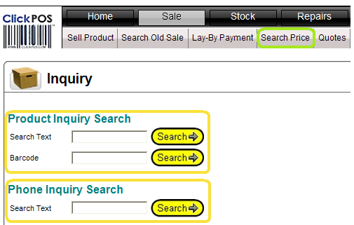 Web POS | Price lookup – ClickPOS